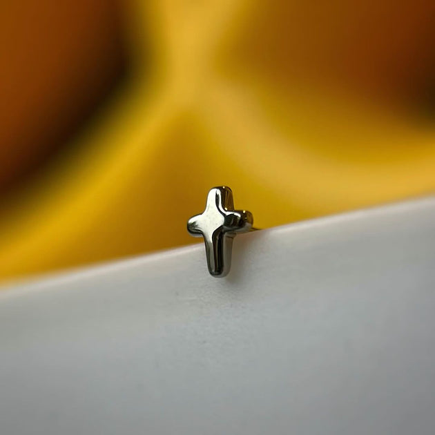 Titanium Cross - Threadless – Junipurr Jewelry